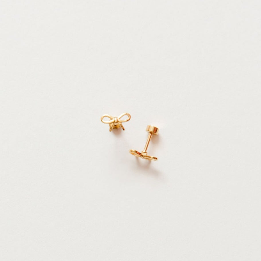 Hypoallergenic gold Bow flatback Stud Earrings – Pip Pop Post