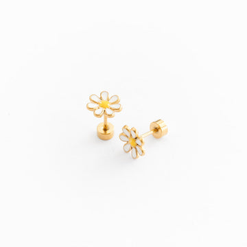 Enamel Daisy Stud Earring – Pip Pop Post