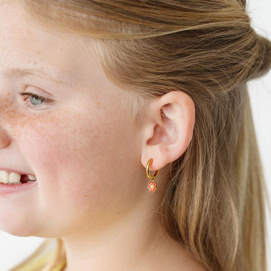 Enamel Daisy Hoop Earring Charm – Pip Pop Post