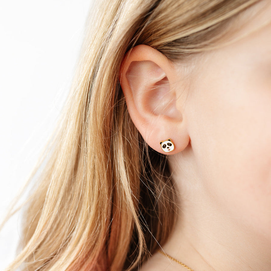 Enamel Panda Stud Earring – Pip Pop Post